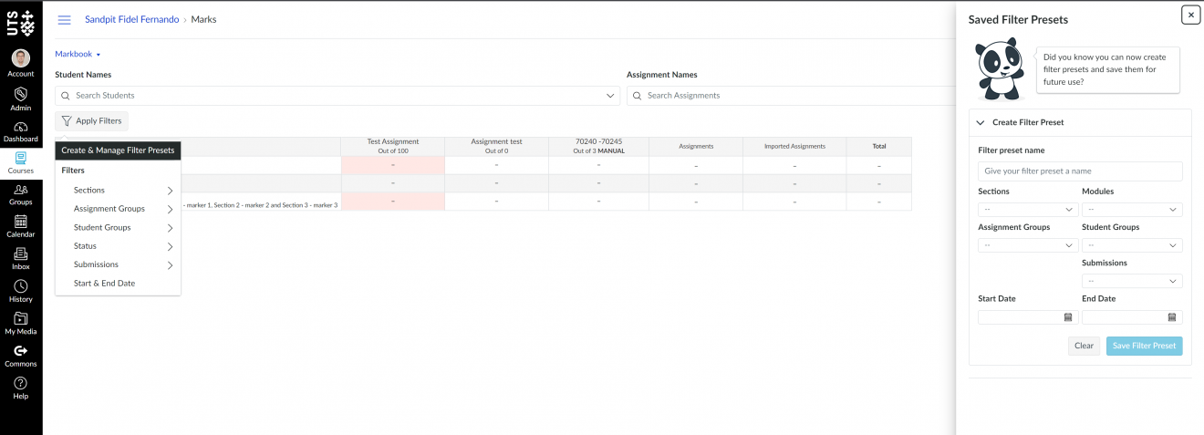 Canvas Gradebook – Education Express